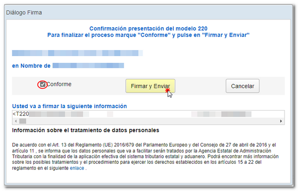 Agencia Tributaria: Presentación electrónica del modelo 220 ...